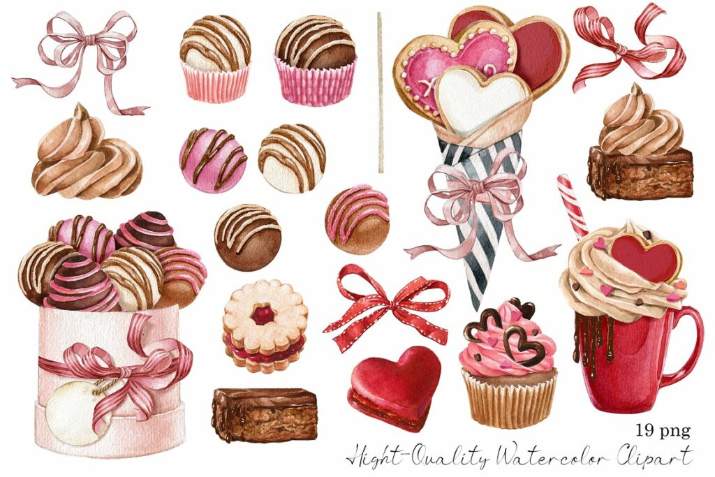 Watercolor Valentines Sweets Clipart – MasterBundles
