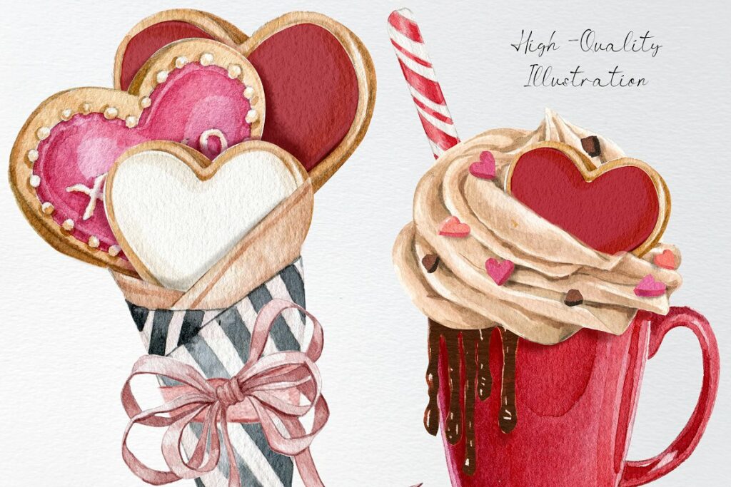 Watercolor Valentines Sweets Clipart – MasterBundles
