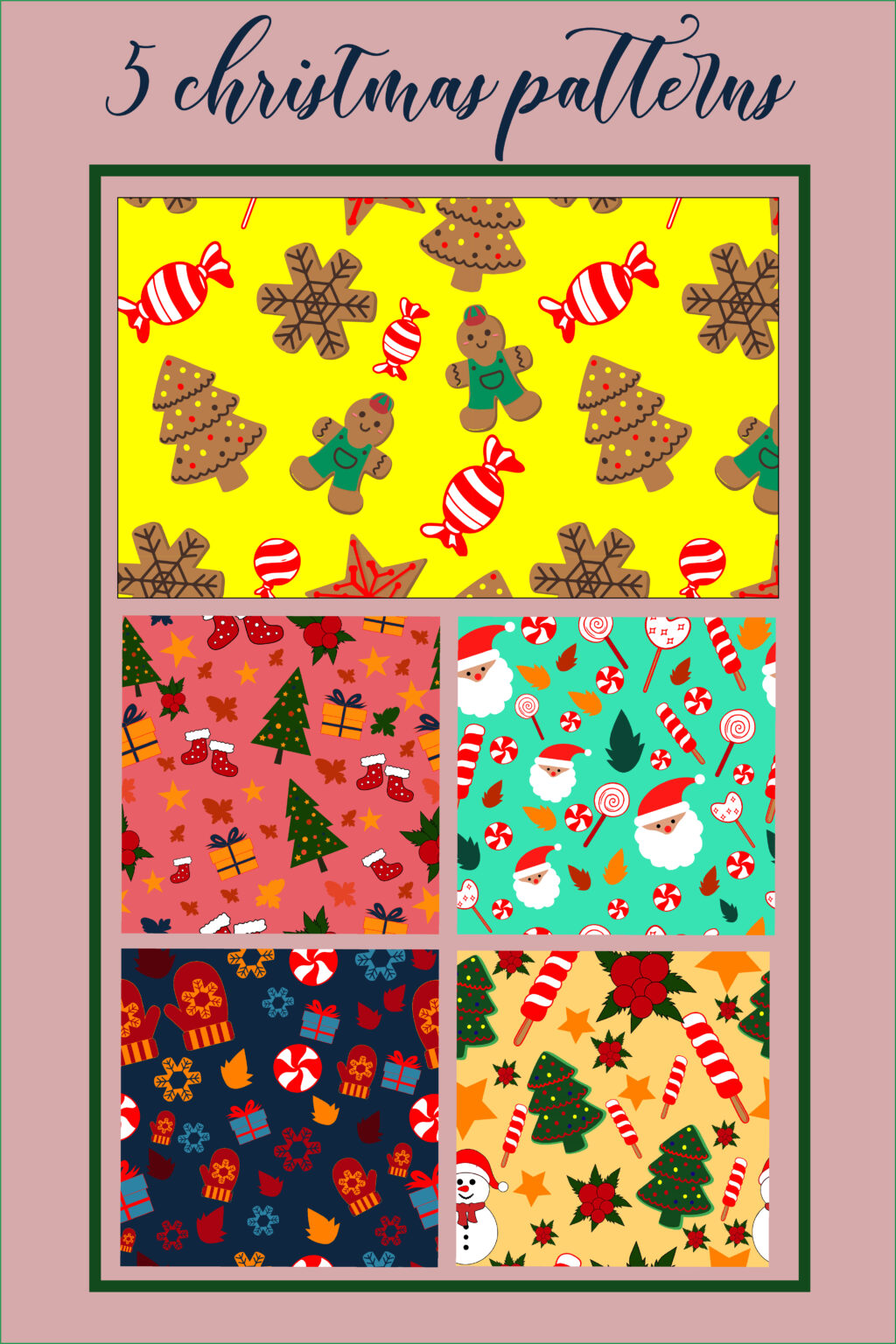 5 Seamless Patterns For Christmas AI + JPG | MasterBundles