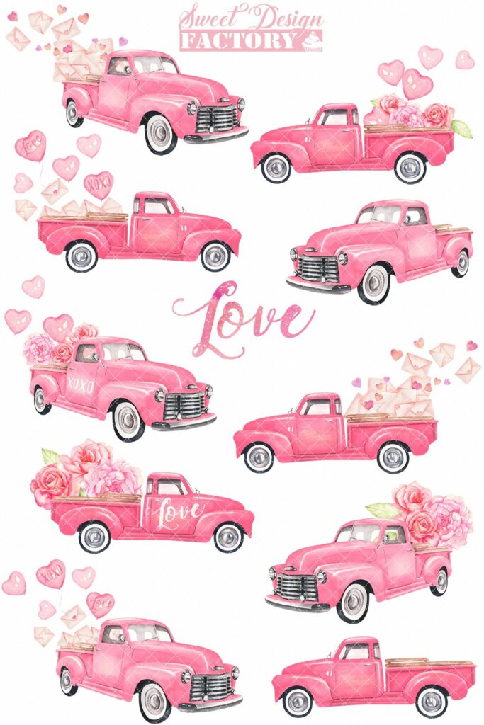 Valentine's Day Truck Clipart – MasterBundles