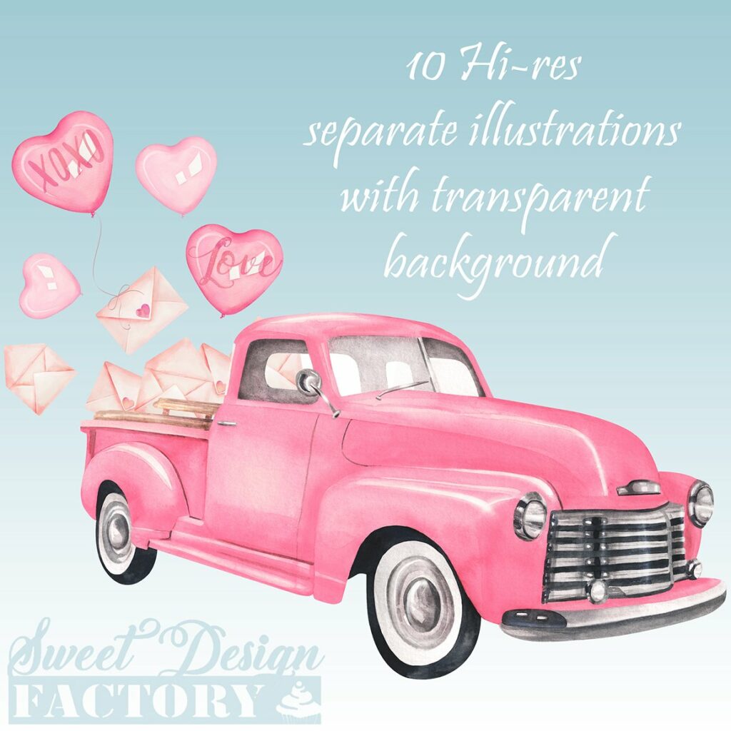 Valentine's Day Truck Clipart – MasterBundles