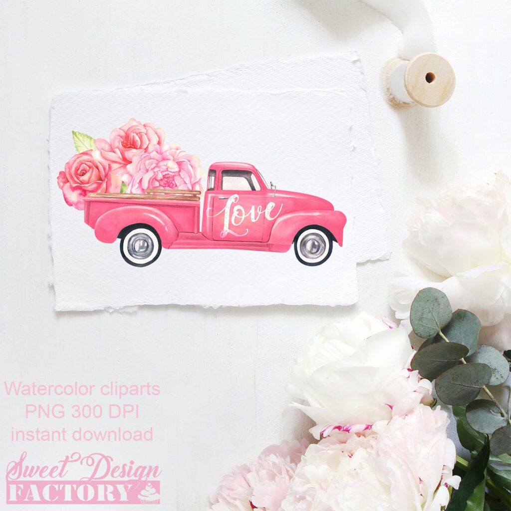 Valentine's Day Truck Clipart – MasterBundles