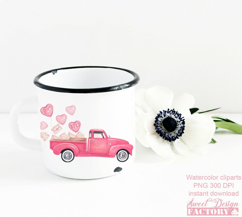 Valentine's Day Truck Clipart – MasterBundles