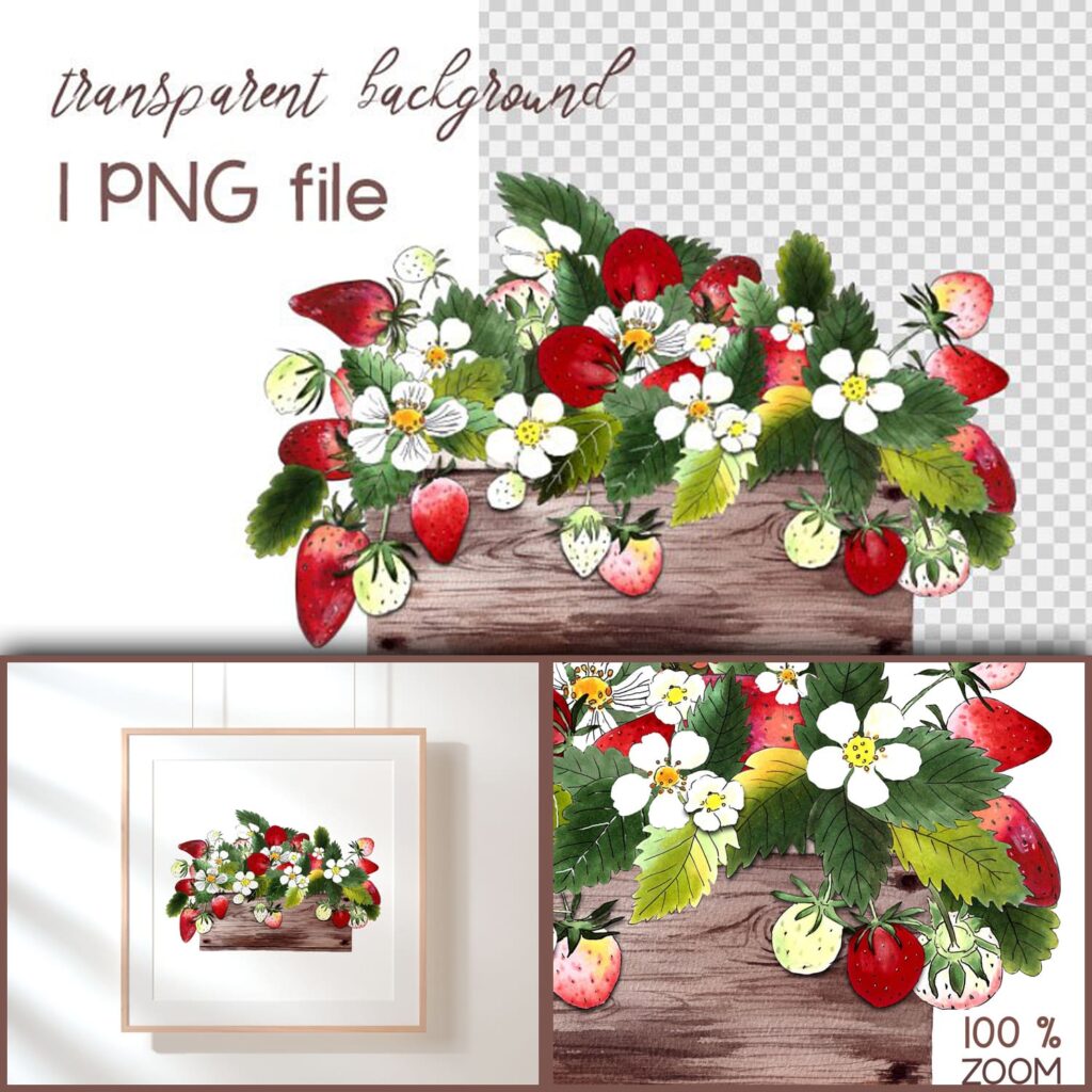 Strawberry Clipart. Gardening Sublimation. Summer Fruit PNG – MasterBundles