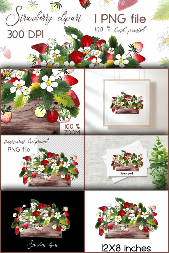 Strawberry Clipart. Gardening Sublimation. Summer Fruit PNG – MasterBundles