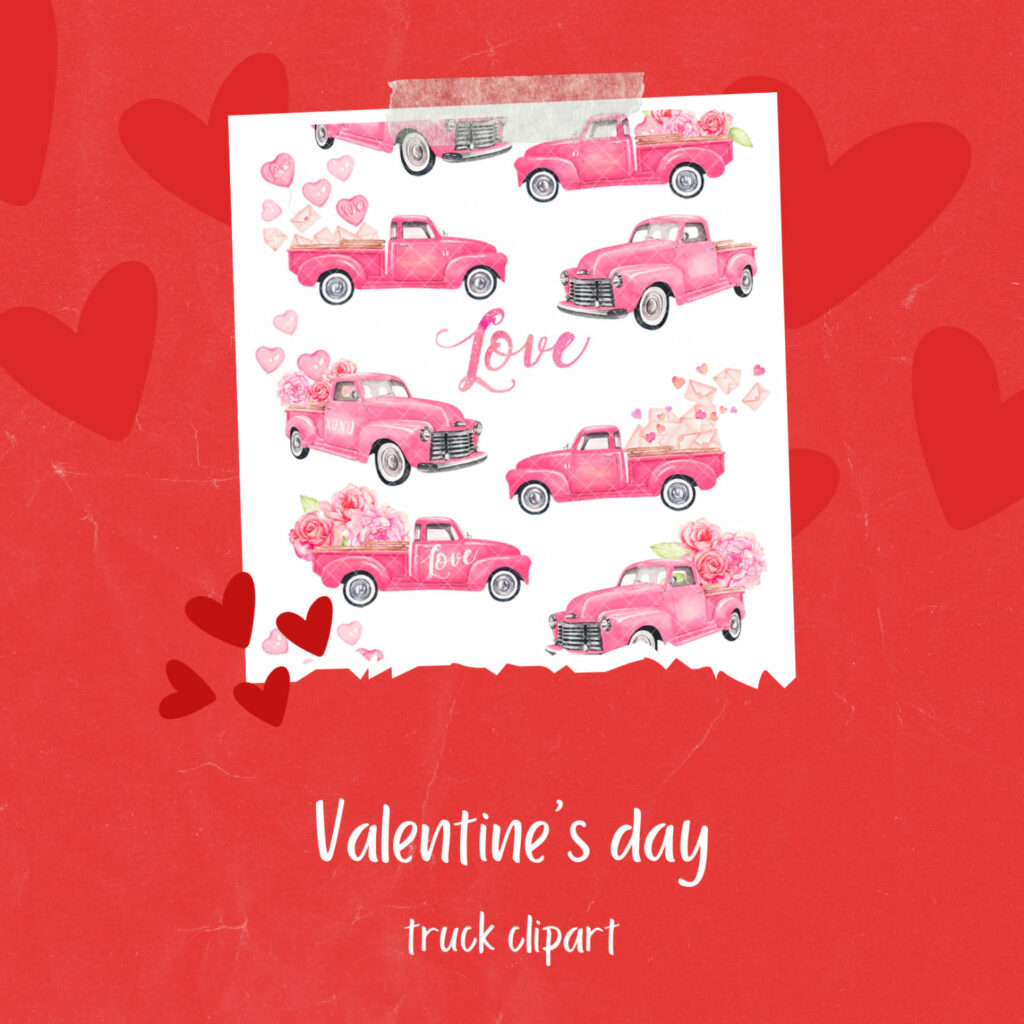 Valentine's Day Truck Clipart – MasterBundles