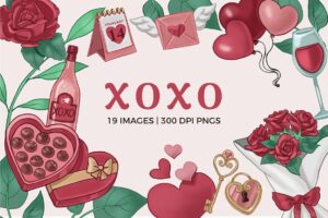 XOXO Valentine Clipart | Master Bundles