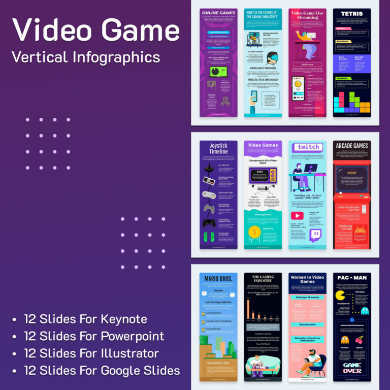 Video Game Vertical Infographics – MasterBundles