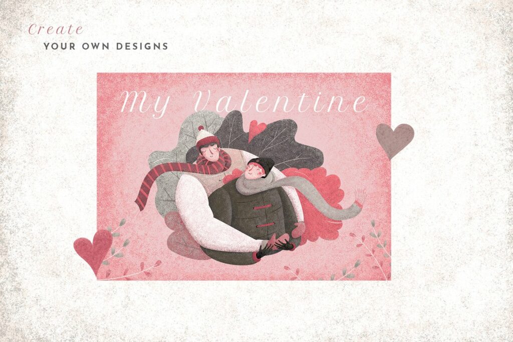 Winter Hugs Illustrations Set – MasterBundles