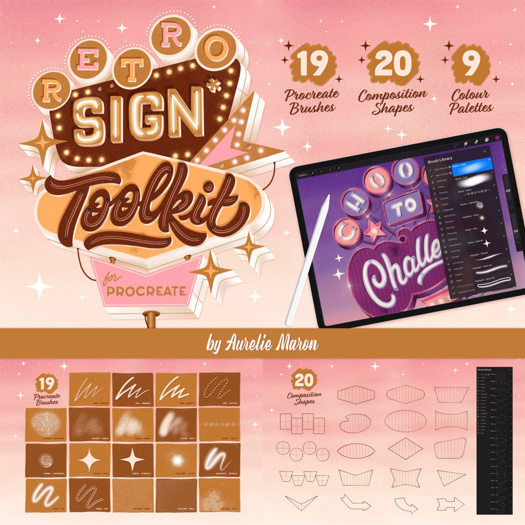 Retro Sign Toolkit for Procreate – MasterBundles