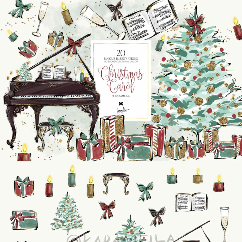 Christmas Piano Music Clipart – MasterBundles