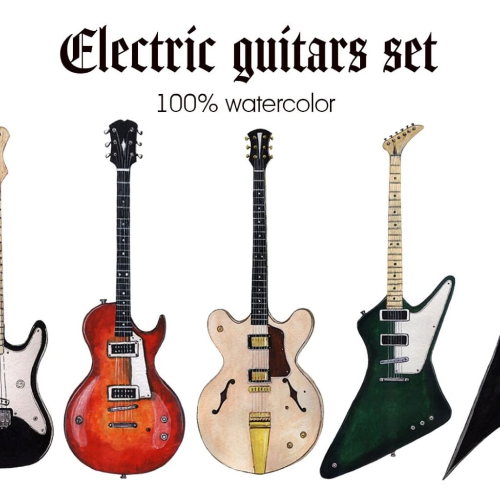 Let's Rock. Electric Guitars Set. – MasterBundles