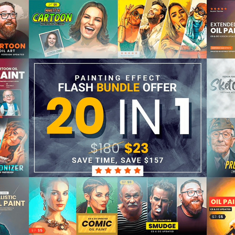 BUNDLE! 20 in 1 Oil Painting Effect – MasterBundles