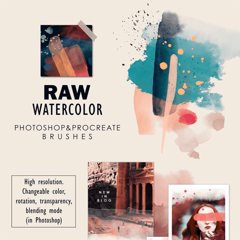 Raw Watercolor PS & Procreate Stamps – MasterBundles