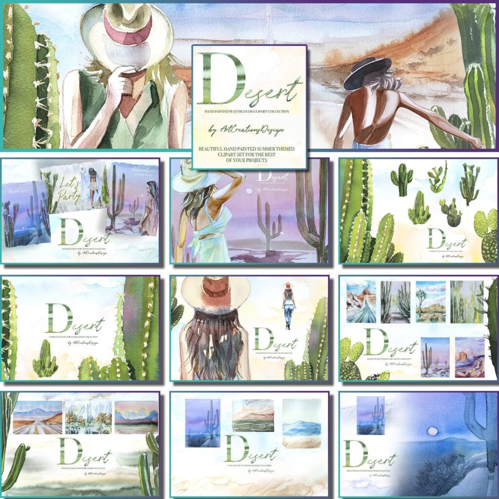 Watercolor Desert Clipart Set – MasterBundles