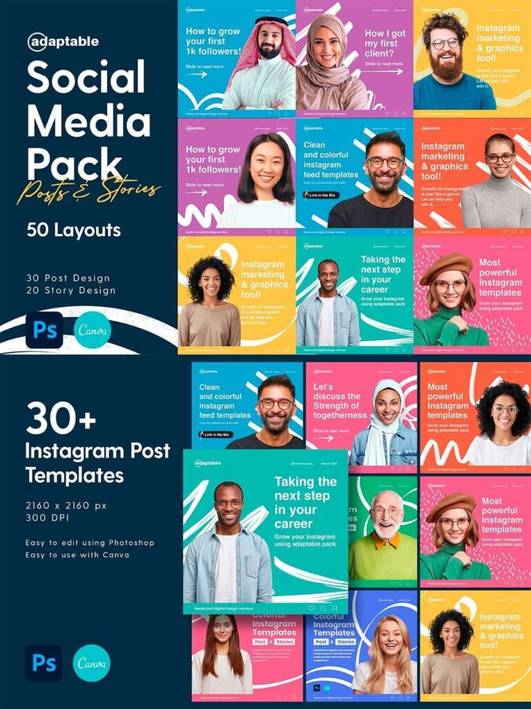 Adaptable- Social Media Pack – MasterBundles