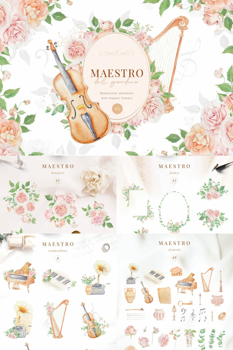 Musical Instrument Flower Clipart – MasterBundles