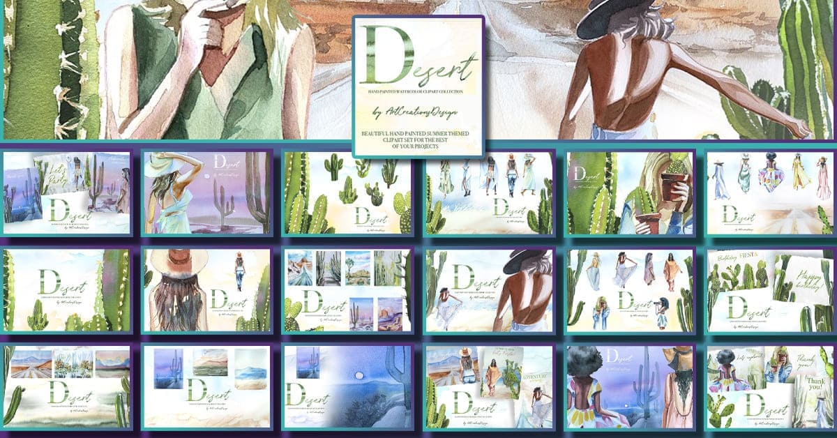 Watercolor Desert Clipart Set – MasterBundles