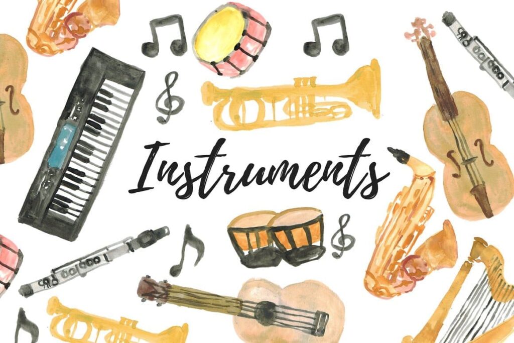Watercolor Music Instruments – MasterBundles