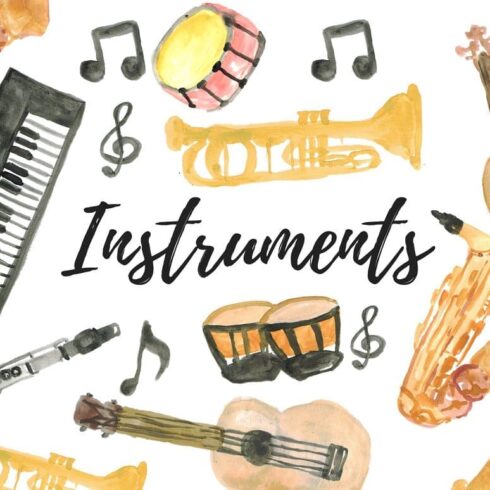 Watercolor Music Instruments – MasterBundles