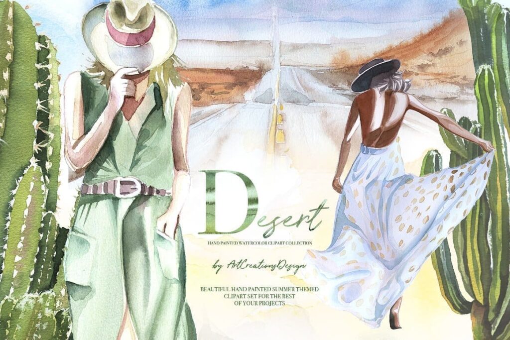 Watercolor Desert Clipart Set – MasterBundles