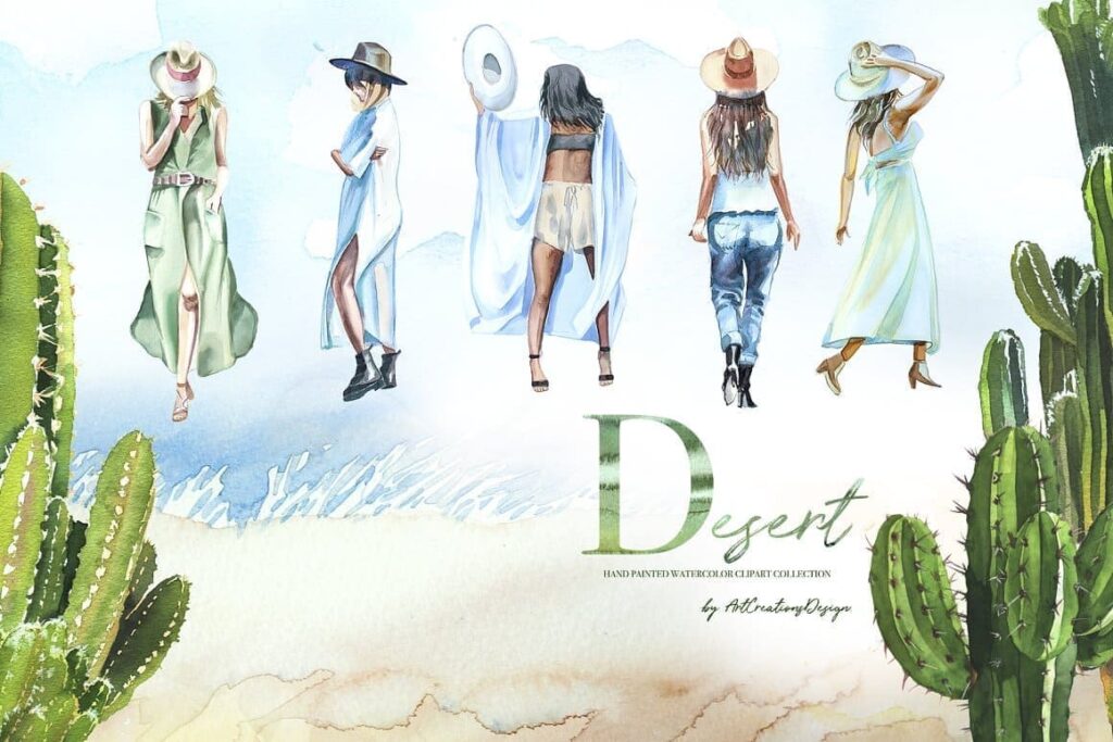 Watercolor Desert Clipart Set – MasterBundles