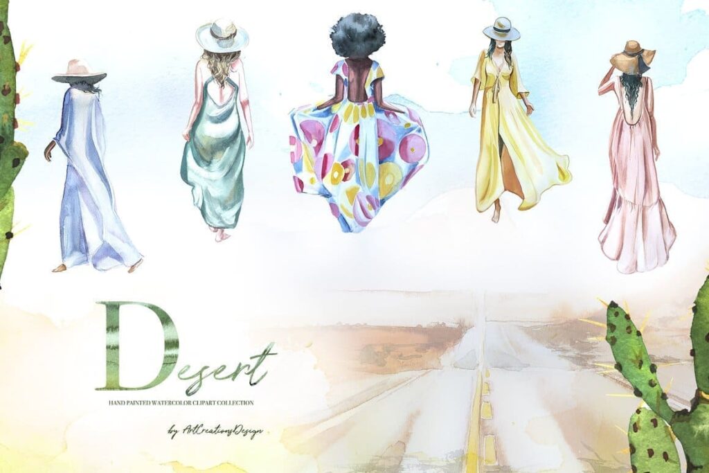 Watercolor Desert Clipart Set – MasterBundles