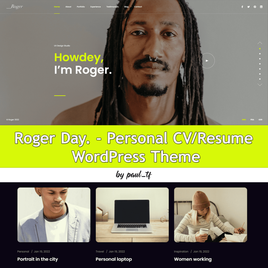 Roger Day. - Personal CV/Resume WordPress Theme – MasterBundles
