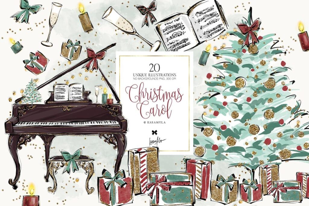 Christmas Piano Music Clipart – MasterBundles