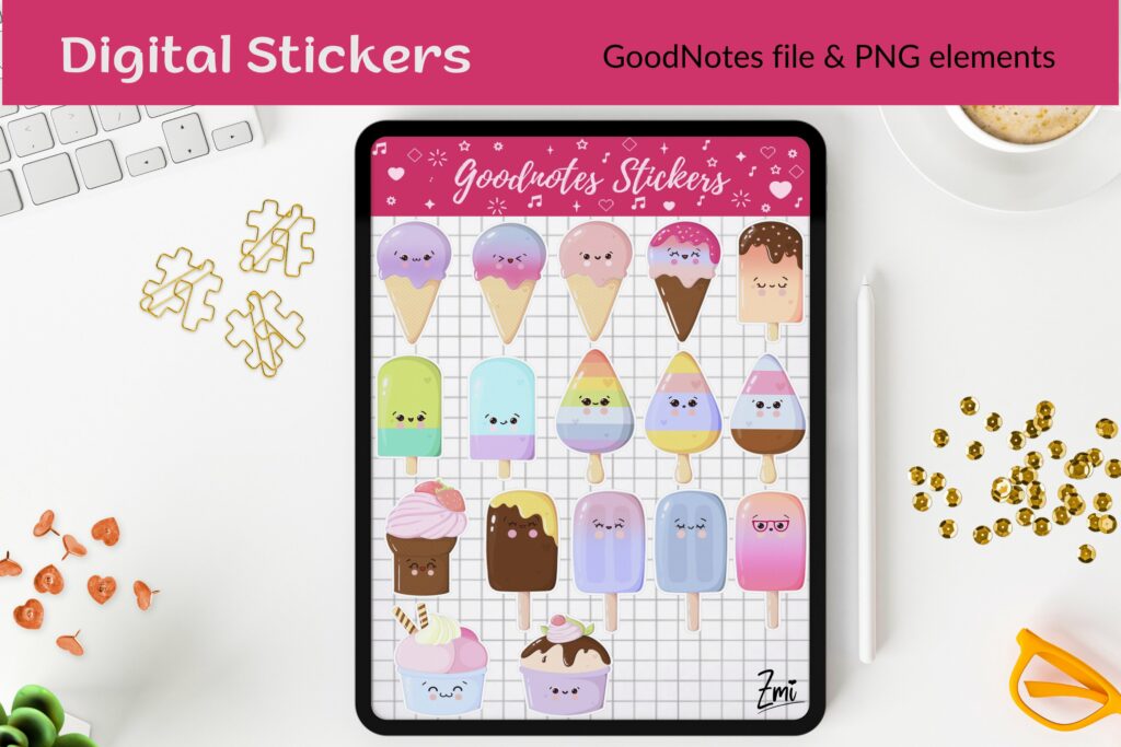 Kawaii Popsicle Digital Stickers For GoodNotes Planner – MasterBundles