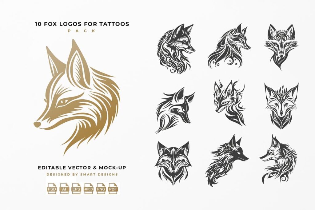 Fox Logos for Tattoos Pack x10 – MasterBundles