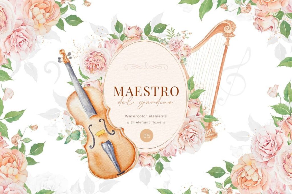 Musical Instrument Flower Clipart – MasterBundles