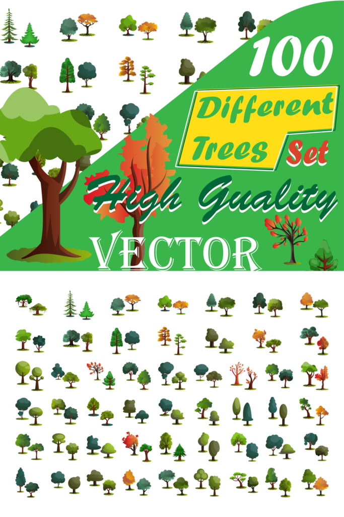 100X Different Trees Illustrations – MasterBundles
