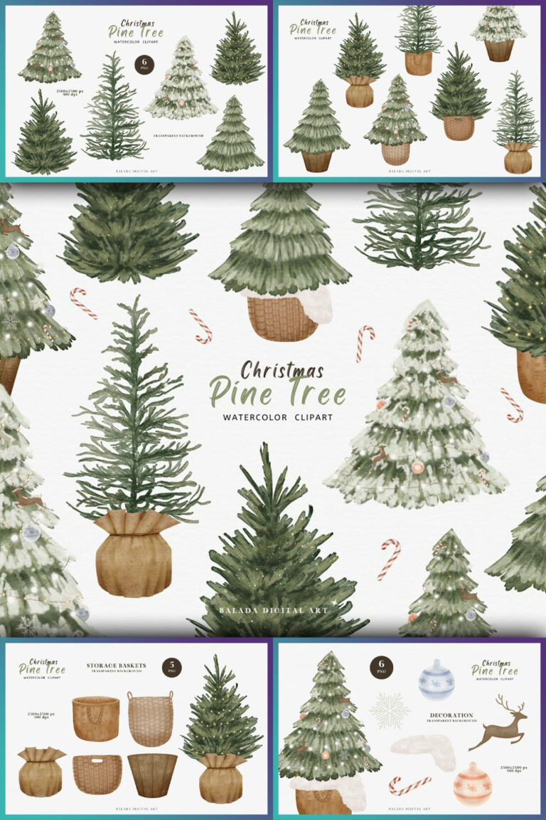 Watercolor Christmas Pine Tree Clipart – MasterBundles