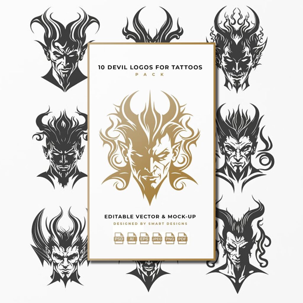 Devil Logos for Tattoos Pack x10 – MasterBundles