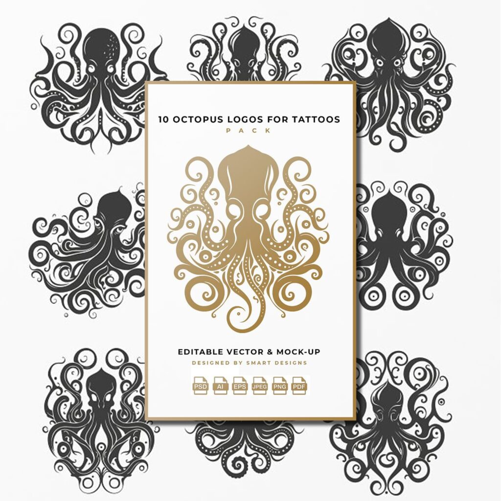 Octopus Logos for Tattoos Pack x10 – MasterBundles