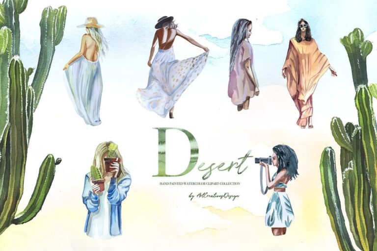 Watercolor Desert Clipart Set – MasterBundles