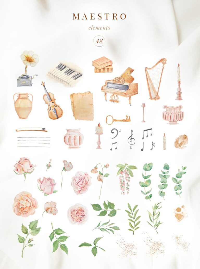 Musical Instrument Flower Clipart – MasterBundles