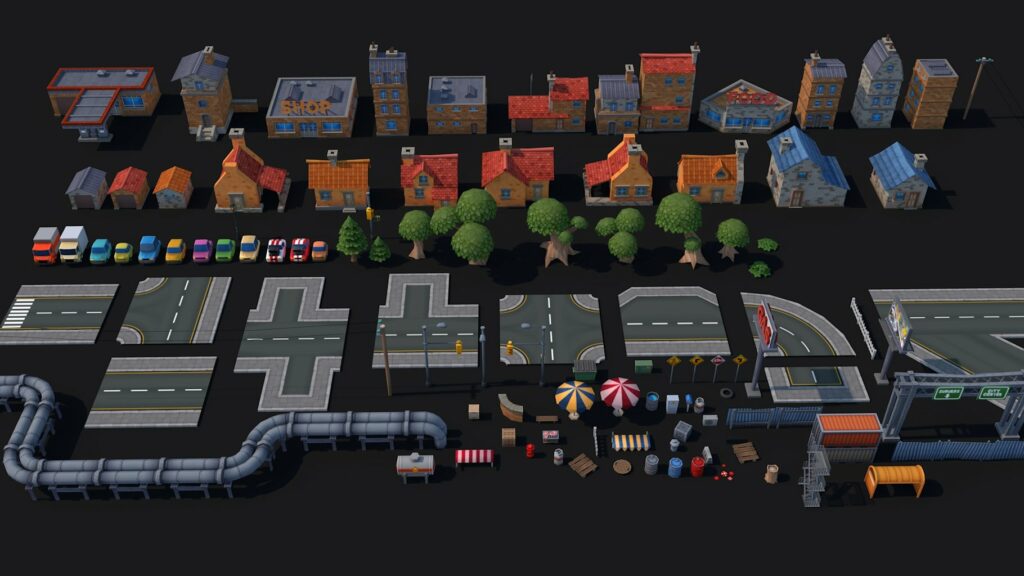 Low Poly Cartoon City Pack – MasterBundles