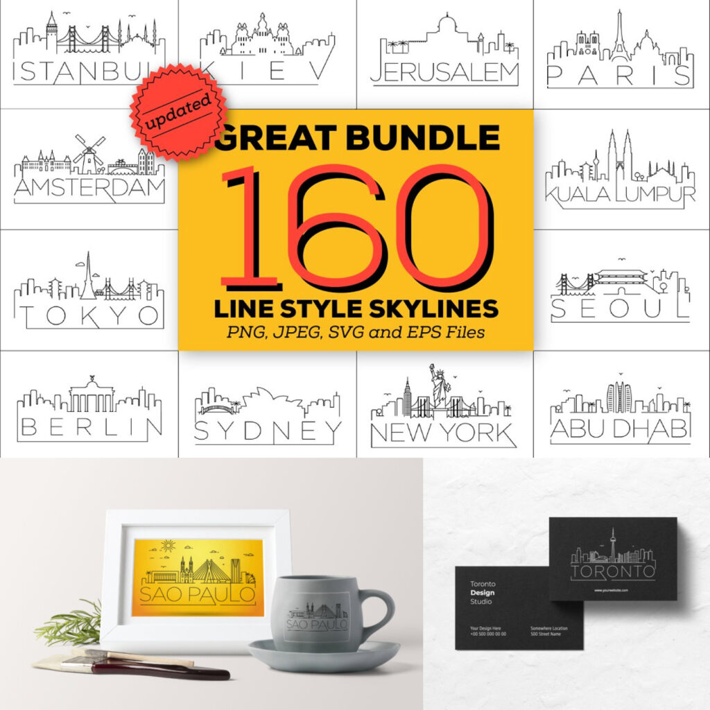 150 - Linear Style City Skylines – MasterBundles