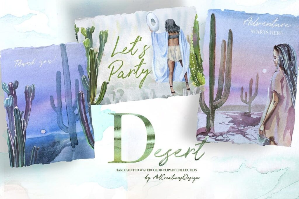 Watercolor Desert Clipart Set – MasterBundles
