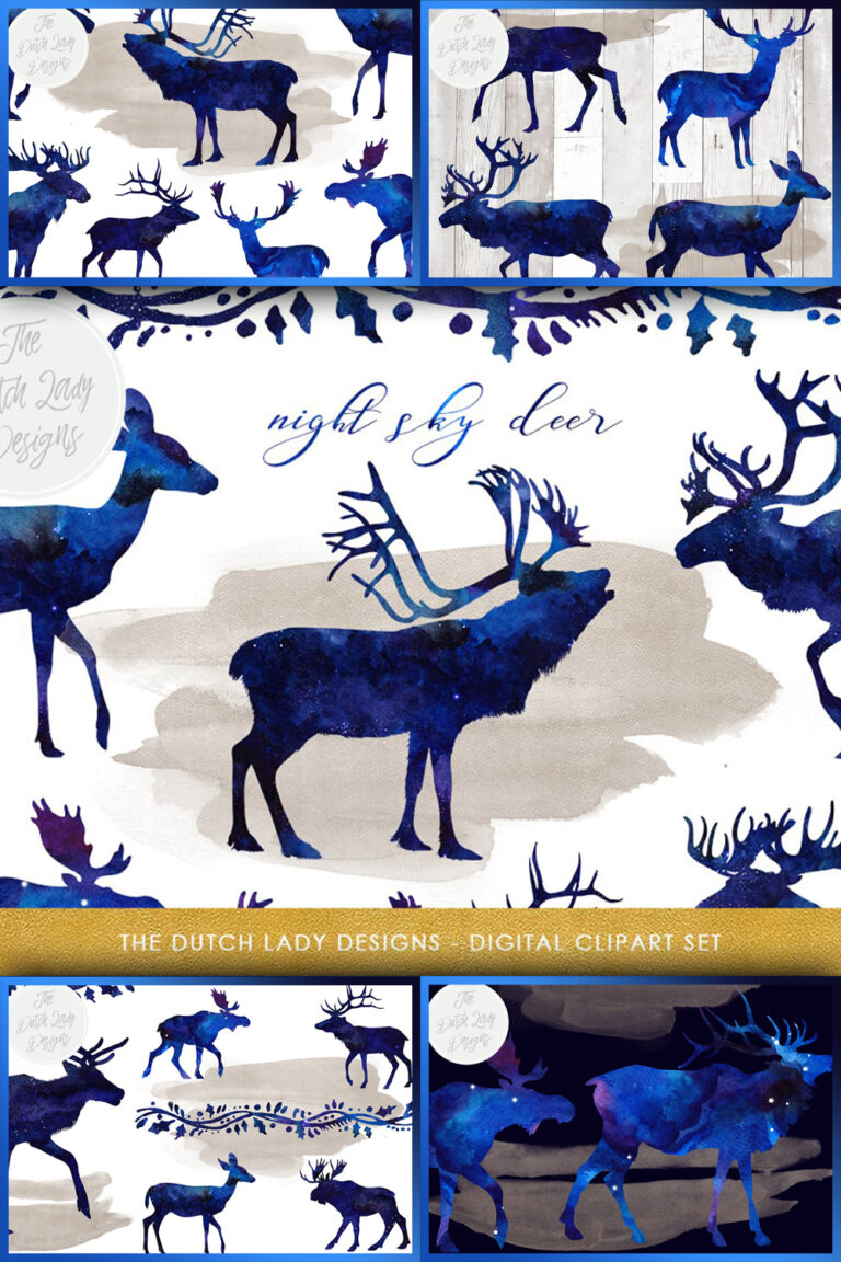 Deer, Reindeer & Moose Clipart Set – MasterBundles