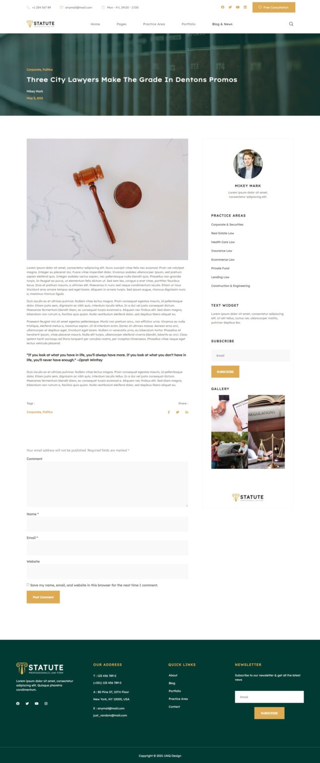 Statute - Law Firm & Attorney Elementor Template Kit – MasterBundles