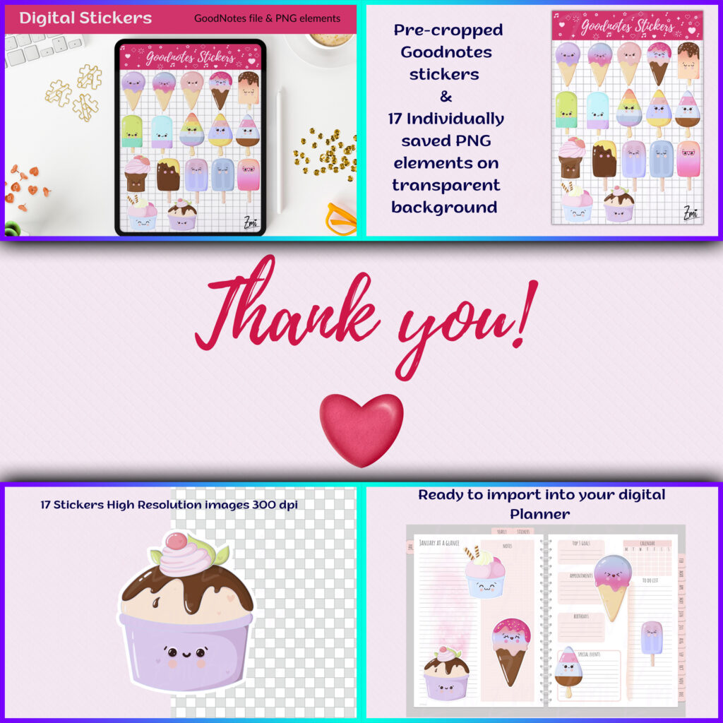 Kawaii Popsicle Digital Stickers For GoodNotes Planner – MasterBundles
