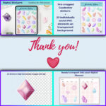 Gemstones Crystal PNG Digital Stickers For GoodNotes Planner ...