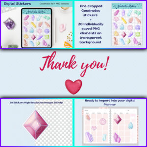 Gemstones Crystal PNG Digital Stickers For GoodNotes Planner ...
