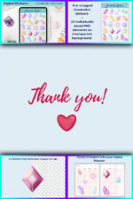 Gemstones Crystal PNG Digital Stickers For GoodNotes Planner ...