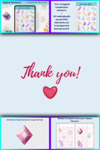 Gemstones Crystal PNG Digital Stickers For GoodNotes Planner ...