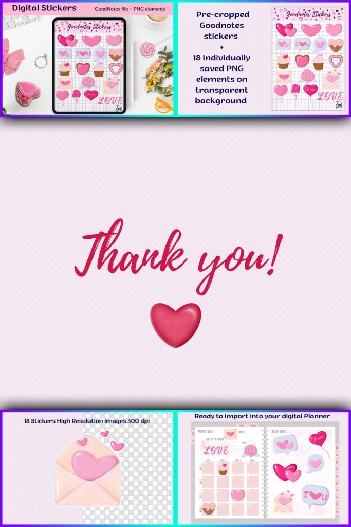 Valentines PNG Digital Stickers Pack And GoodNotes File – MasterBundles