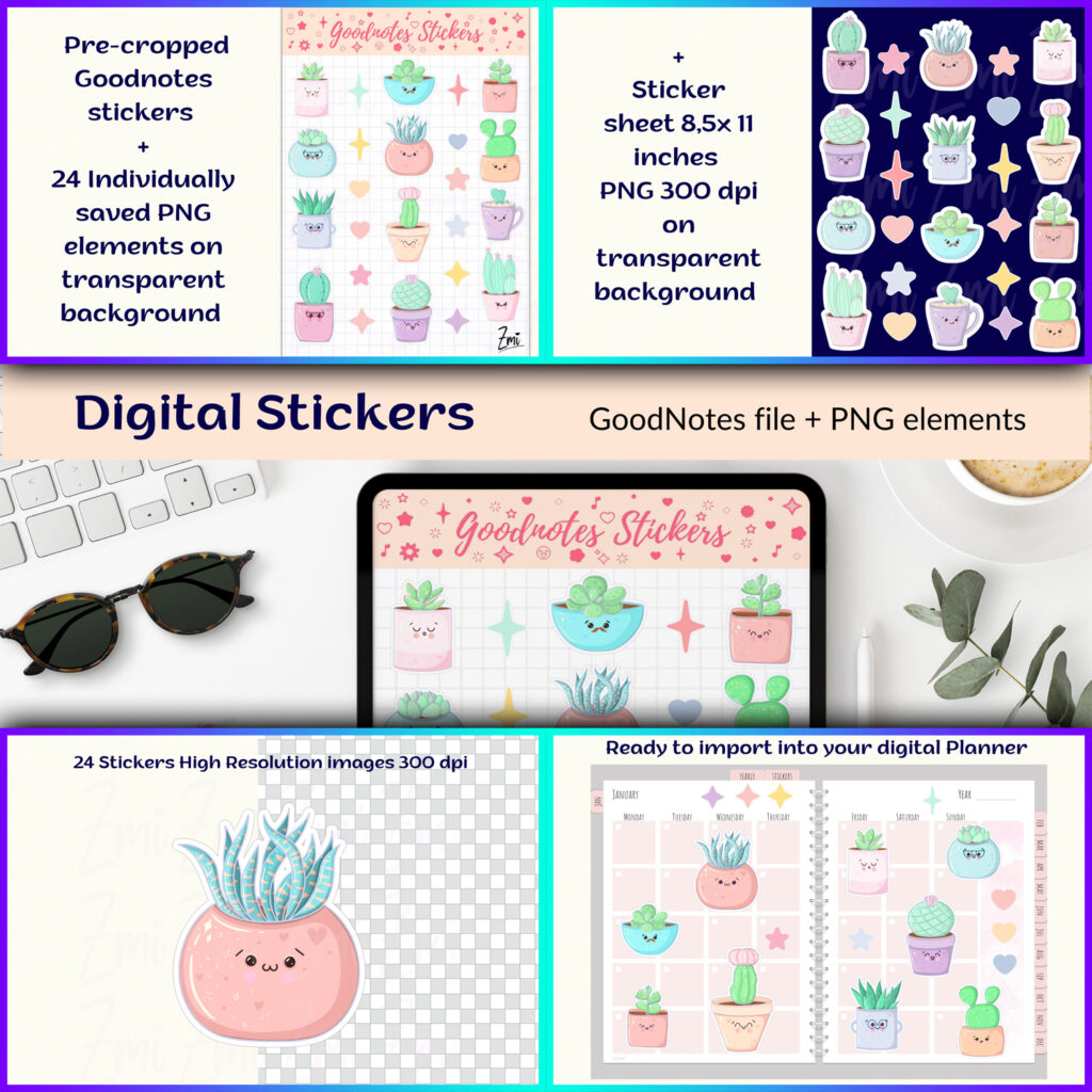 Botanical Digital Stickers PNG And GoodNotes File – MasterBundles